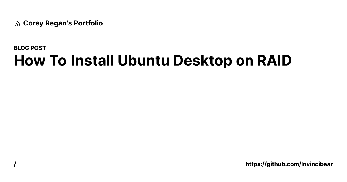 How To Install Ubuntu Desktop on RAID